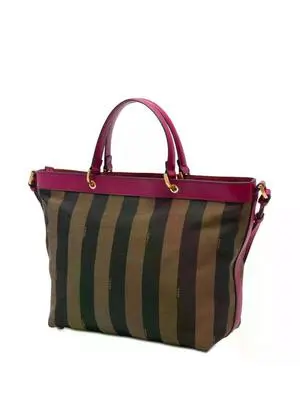 Fendi 2010-2026 Large Pequin Canvas Satchel - Brown