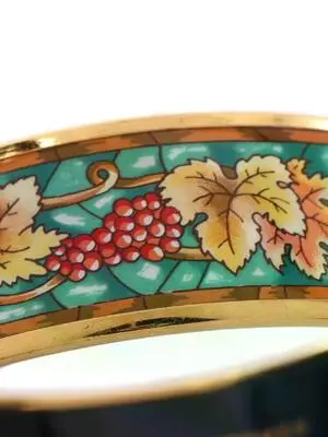 Hermès Tone Cloisonné Enamel Bangle With Grape Leaf Motif
