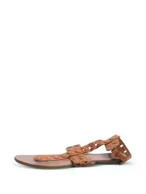 AQUAZZURA Studded Ankle-strap Sandals - Brown