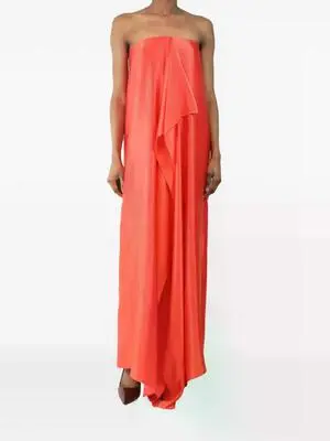 Bernadette Strapless Draped Maxi Dress - Orange