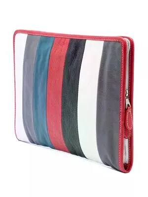 Balenciaga Lambskin Striped Bazar Clutch Bag
