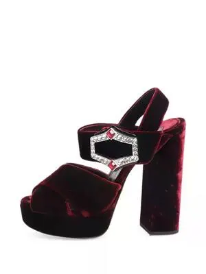 Prada Buckle Heeled Sandals - Red