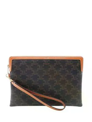 Celine Small Triomphe Coated Canvas Pouch With Strap Clutch Bag