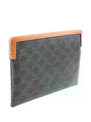 Celine Small Triomphe Coated Canvas Pouch With Strap Clutch Bag