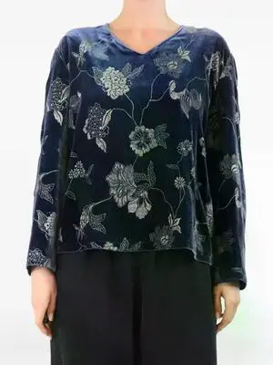Giorgio Armani Velvet Jacquard Blouse - Blue
