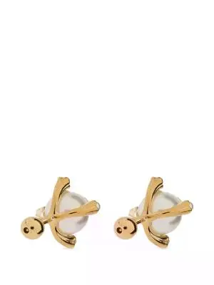 Casablanca Pearl-embellished Logo-plaque Earrings