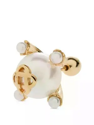 Casablanca Pearl-embellished Logo-plaque Earrings