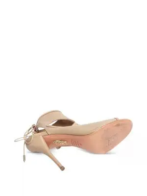 AQUAZZURA Beige Leather Cutout Heeled Sandals