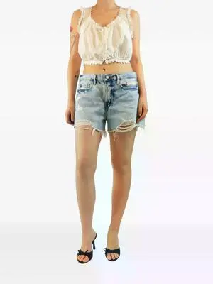 FRAME Ripped Denim Shorts - Blue