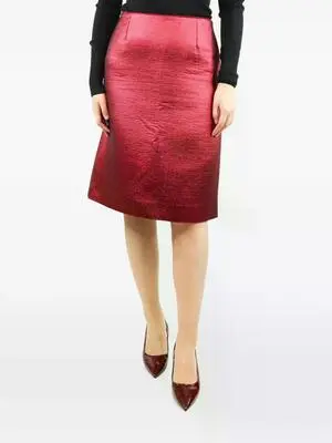 LOUIS VUITTON Metallic Midi Skirt - Red