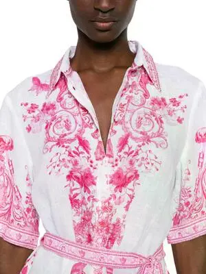 Camilla Linen Floral Print Mini Dress