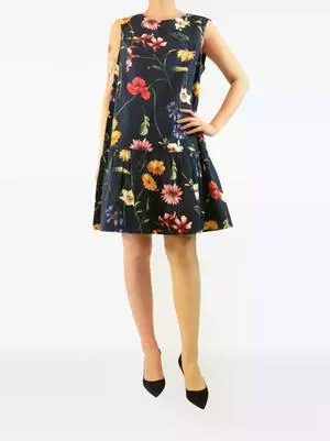 Oscar De La Renta Floral-print Mini Dress - Blue
