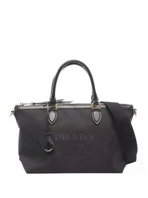 Prada 2000-2010 Canvas Canapa Logo Satchel - Black