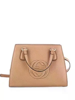 Gucci Soho Convertible Top Handle Leather Small Satchel - Neutrals