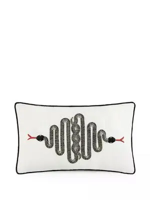 Jonathan Adler Snake Embroidered Cushion - White