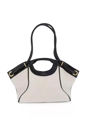 Balmain Leather-trim Canvas Tote Bag - Neutrals