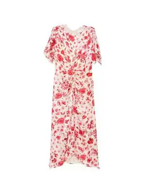 Isabel Marant Étoile Herva Floral-print Ruched Asymmetric Midi Dress - Neutrals