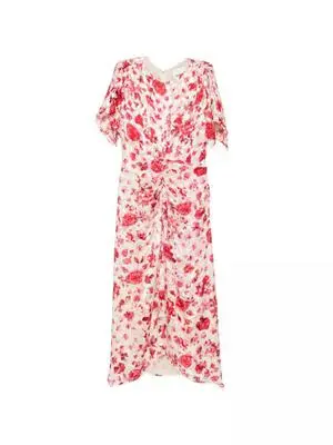 Isabel Marant Étoile Herva Floral-print Ruched Asymmetric Midi Dress - Neutrals