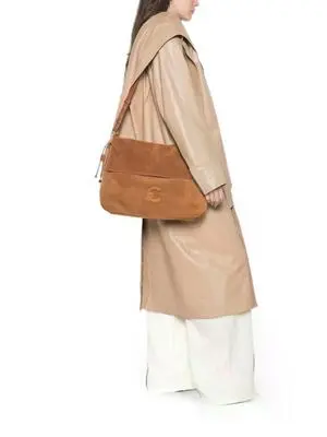 COCCINELLE Logo-detail Suede Shoulder Bag