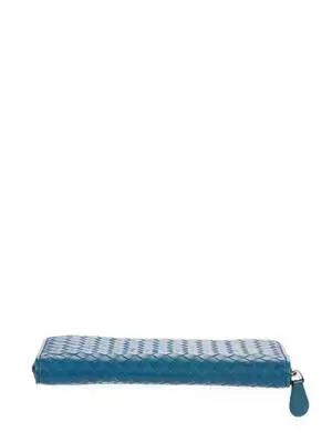 Bottega Veneta Intrecciato Zip-around Clutch Bag - Blue