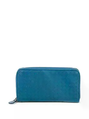 Bottega Veneta Intrecciato Zip-around Clutch Bag - Blue
