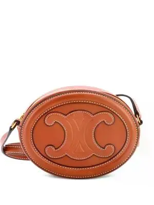 Celine Triomphe Oval Leather Mini Crossbody Bag - Brown