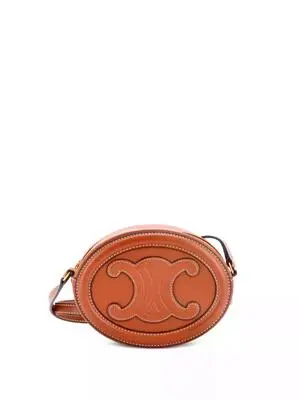 Celine Triomphe Oval Leather Mini Crossbody Bag - Brown