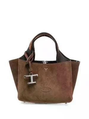 TOD'S Micro Logo-detail Suede Mini Bag - Brown