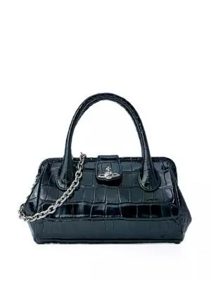 VIVIENNE WESTWOOD Crocodile-embossed Leather Tote Bag - Black