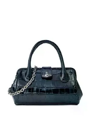 VIVIENNE WESTWOOD Crocodile-embossed Leather Tote Bag - Black
