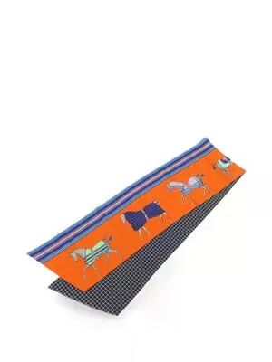 Hermès Couvertures Et Tenues De Jour A Carreaux Maxi Twilly Scarf - Orange
