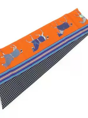 Hermès Couvertures Et Tenues De Jour A Carreaux Maxi Twilly Scarf - Orange