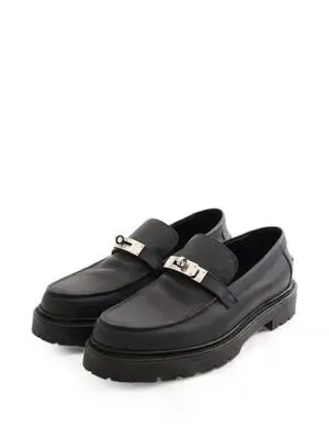 Hermès Kelly Buckle Leather Loafers - Black