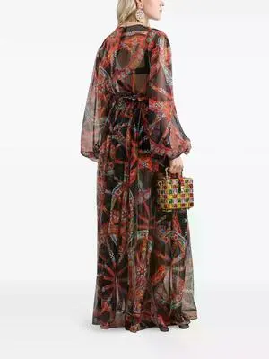 Dolce & Gabbana Carretto-print Chiffon Long Dress - Black