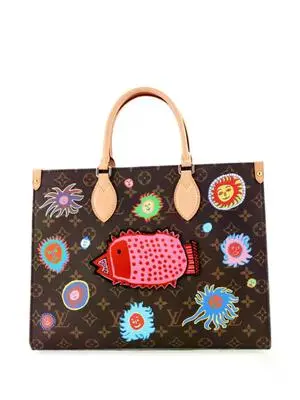 LOUIS VUITTON Onthego Yayoi Kusama Faces Monogram Canvas Mm Tote Bag - Brown