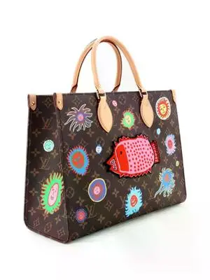 LOUIS VUITTON Onthego Yayoi Kusama Faces Monogram Canvas Mm Tote Bag - Brown