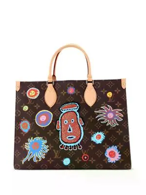LOUIS VUITTON Onthego Yayoi Kusama Faces Monogram Canvas Mm Tote Bag - Brown