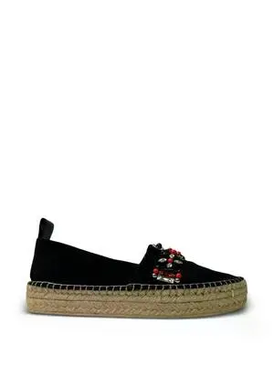 LOUIS VUITTON Front Pier Crystal-embellished Espadrilles - Black