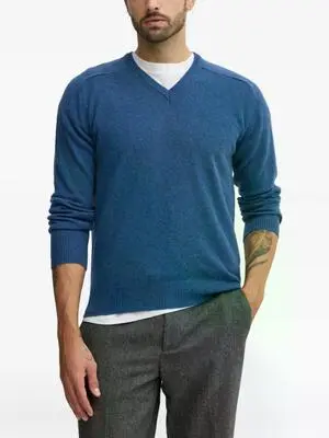 BENETTON V-neck Knitted Sweater - Blue