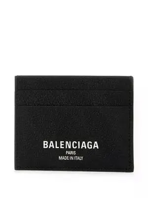 Balenciaga Logo-print Leather Card Holder - Black