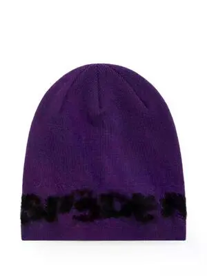 SP5DER Logo-intarsia Mohair-blend Beanie - Purple