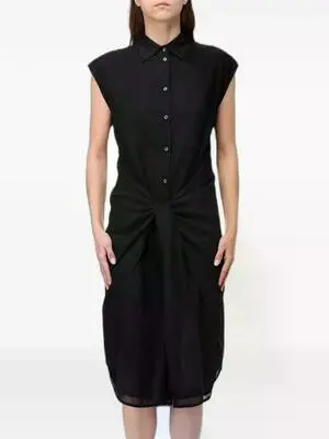 TELA Sleeveless Knot Detail Midi Dress - Black