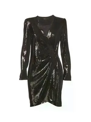 Maje Sequin Wrap Mini Dress - Black