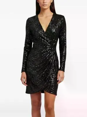 Maje Sequin Wrap Mini Dress
