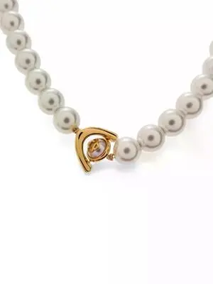 Casablanca Logo-pendant Pearl Necklace - White