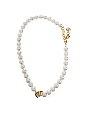 Casablanca Logo-pendant Pearl Necklace - White