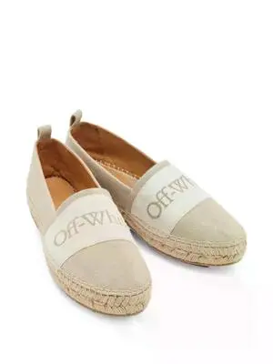 Off-White Embroidered Canvas Espadrilles