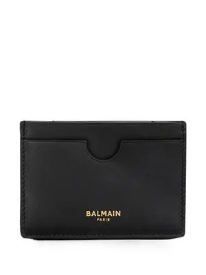 Balmain Logo-print Leather Card Holder - Black