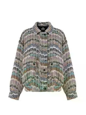 Missoni Oversized Bomber Jacket In Chevron Knit With Sequins - Blue