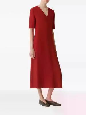 Fabiana Filippi Belted V-neck Midi Dress - Red